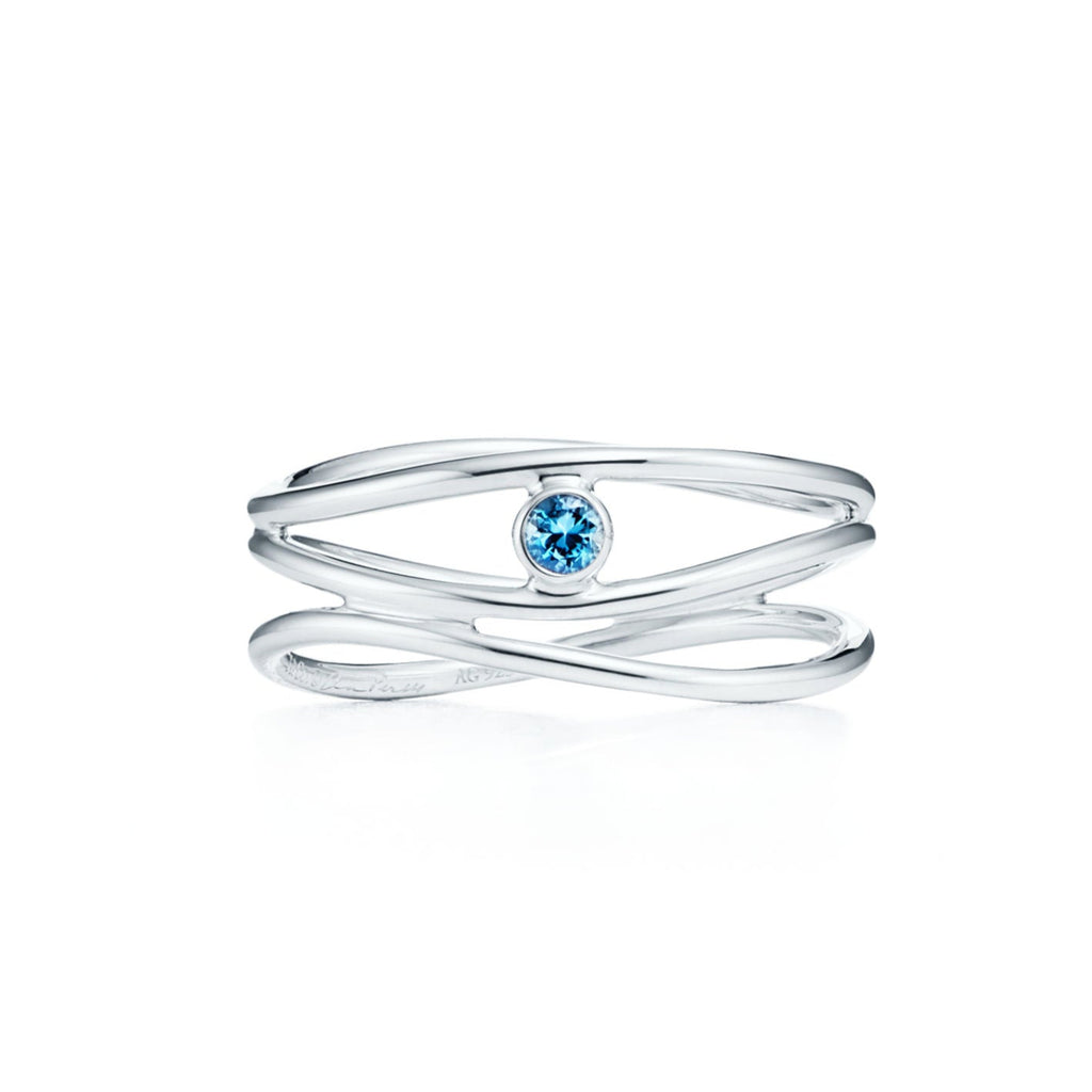 Tiffany & Co. Elsa Peretti Collection Wave Ring Sterling Silver & Aqua ...